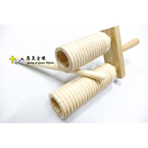 Two-Tone Woodblock Agogo with Guiro 高低雙音響筒連刮瓜