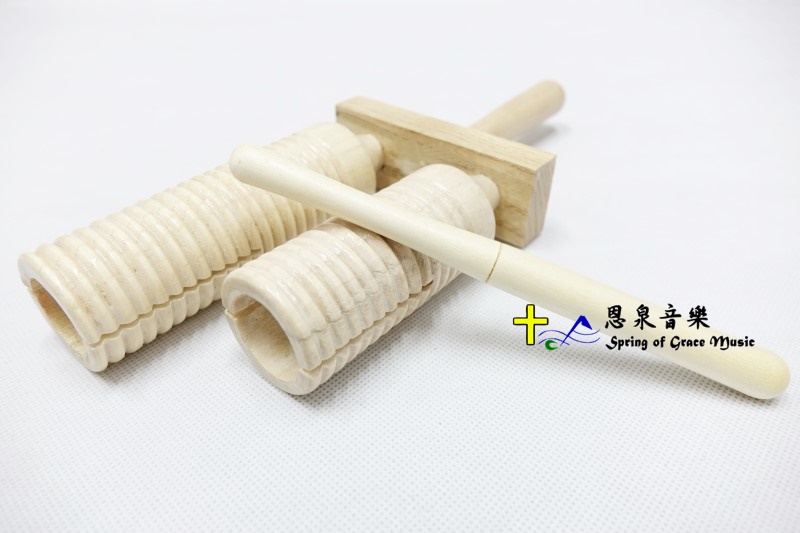 Two-Tone Woodblock Agogo with Guiro 高低雙音響筒連刮瓜